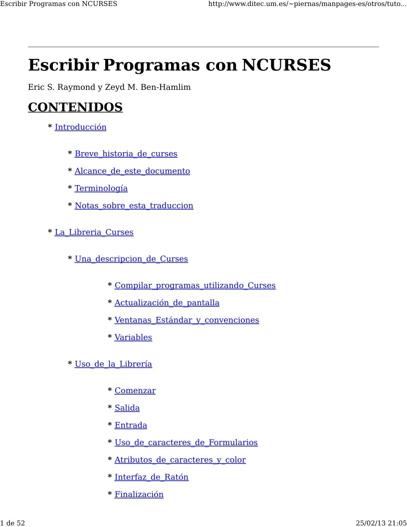 PDF de programación - Escribir Programas con NCURSES